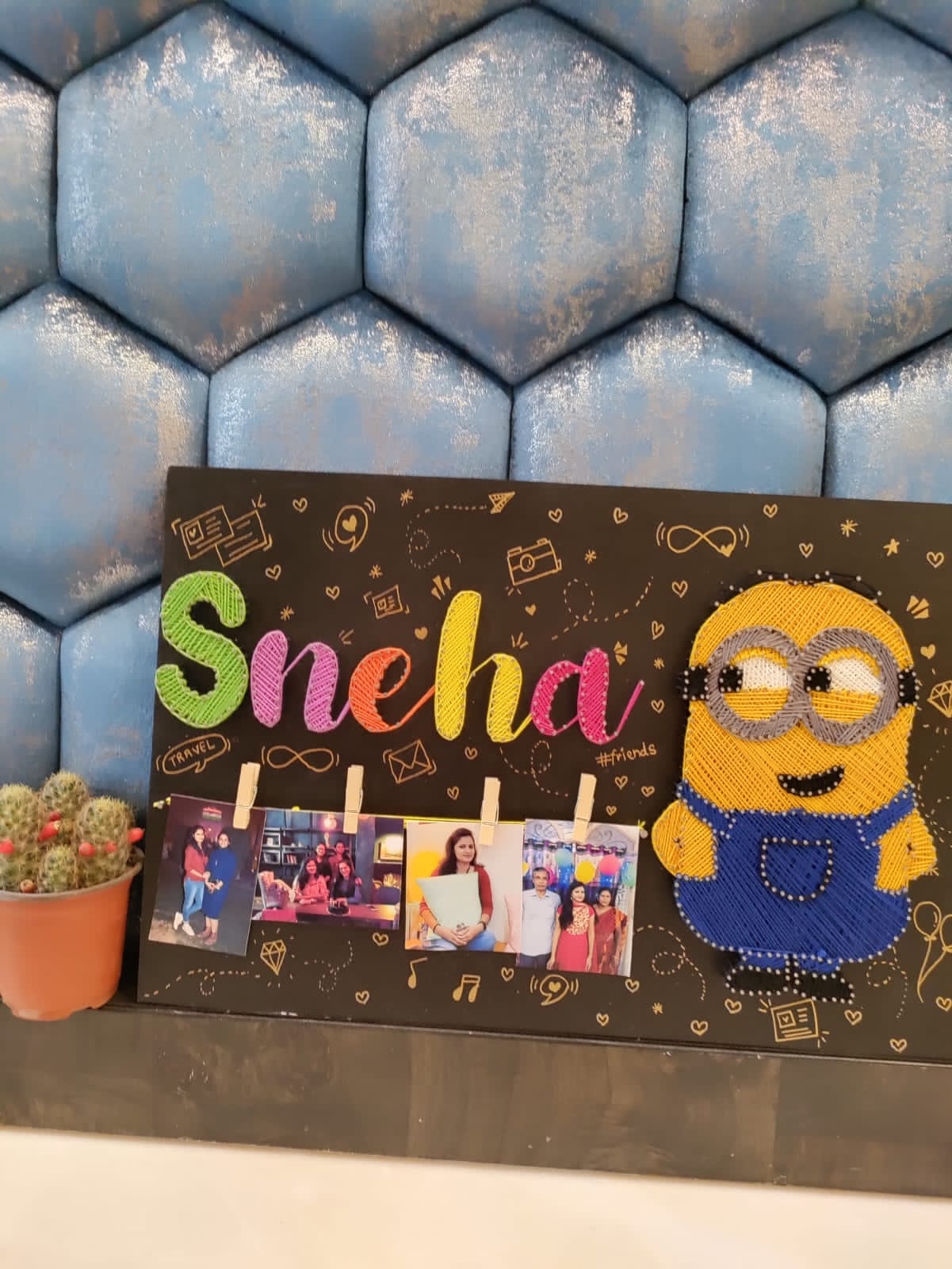 String Art Name Plate With Cartoon Character – Giggling Gifts