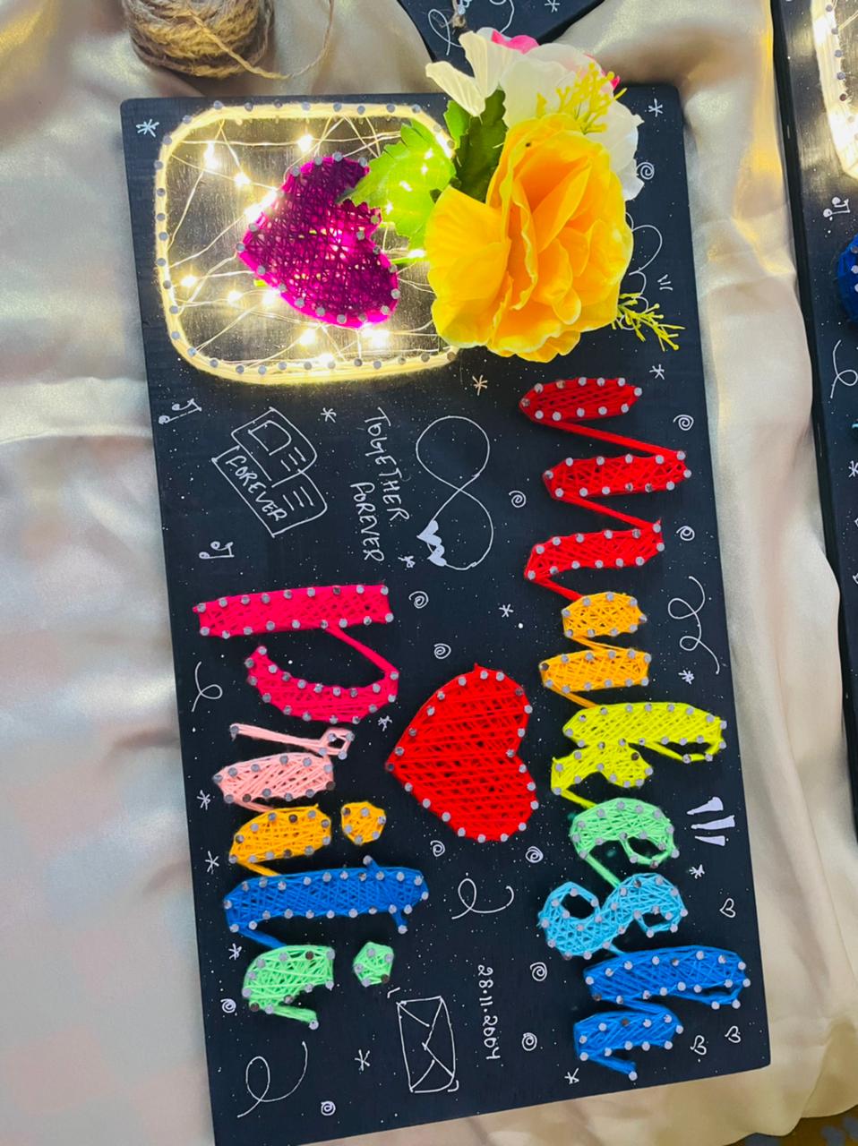 Couple String Art Board With Lighting Jar – Giggling Gifts