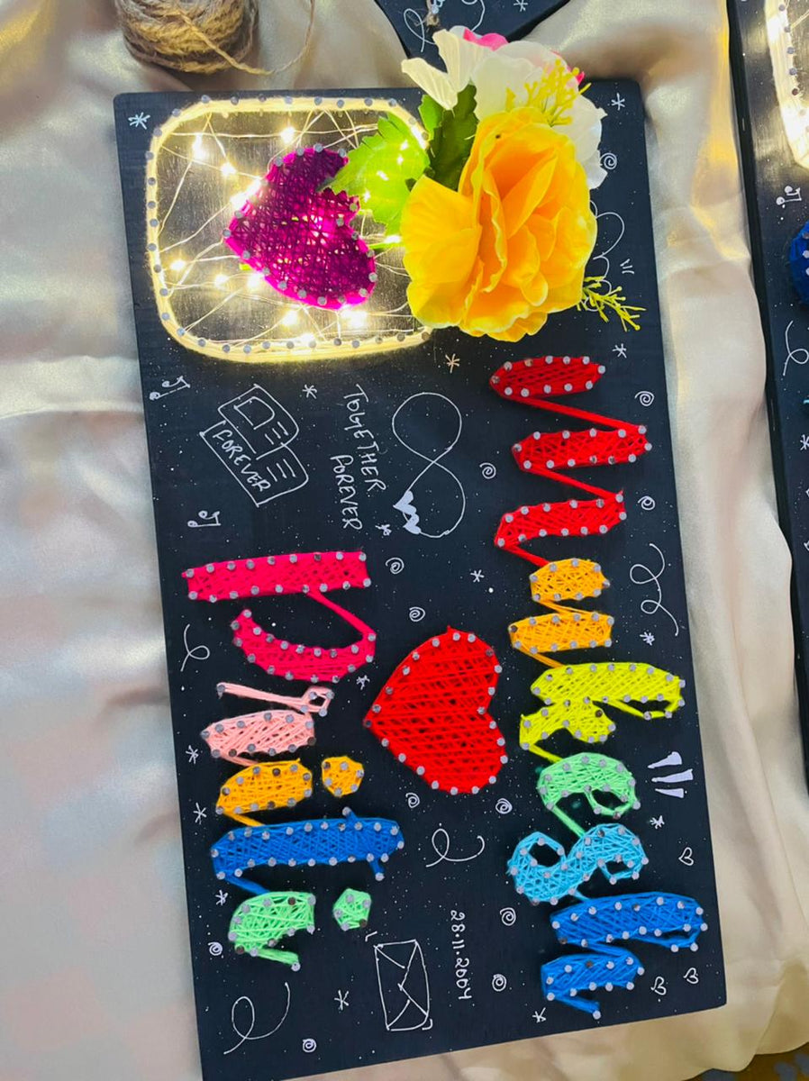 Couple String Art Board With Lighting Jar – Giggling Gifts