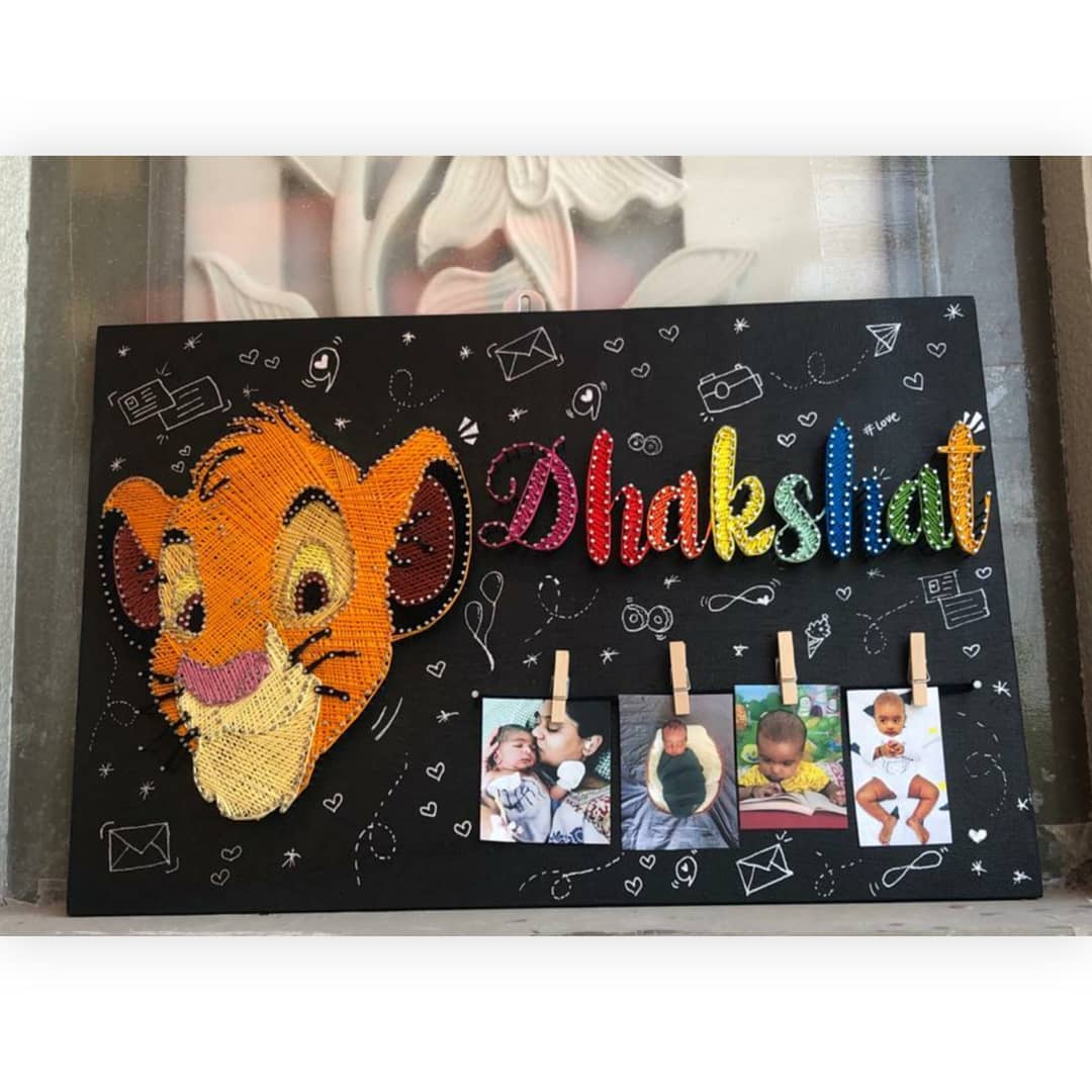 String Art Name Plate With Cartoon Character – Giggling Gifts